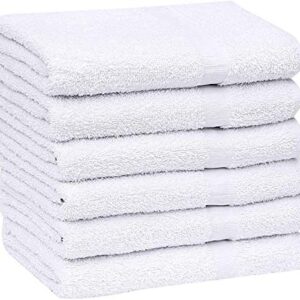 GOLD TEXTILES 12 Pack White Economy Cotton Blend 15x25 Inches Basic Hand Towels- Gym Towels (1 Dozen)