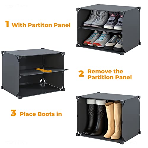 NiHome Shoe Rack Organizer Storage Bin Box - 24 Pairs Closet Shoe Storage with Doors- Stackable Plastic Shoe Storage Box - Free Standing Shoe Rack for Entryway Garage Bedroom