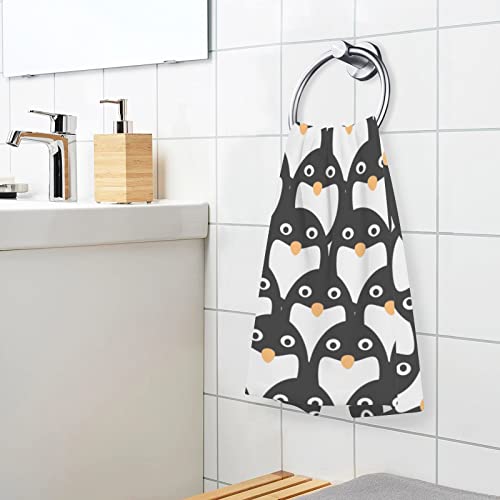 Jucciaco Cute Penguins Pattern Cotton Towels for Bathroom, Soft Absorbent Hand Towel Set of 2 for Yoga Gym Kitchen Decorative, 16x28 inch