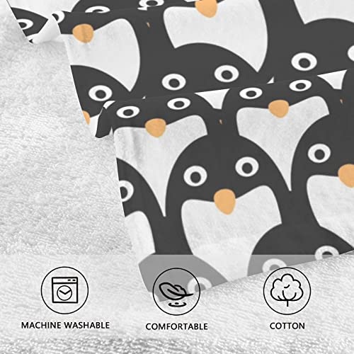 Jucciaco Cute Penguins Pattern Cotton Towels for Bathroom, Soft Absorbent Hand Towel Set of 2 for Yoga Gym Kitchen Decorative, 16x28 inch