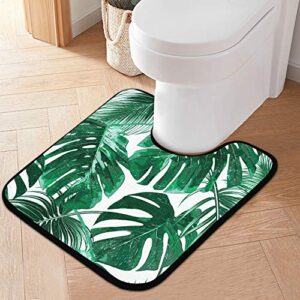 ZOEO Palm Tree Green Tropical Non Slip Bathroom Rugs 2 Piece Bath Mat Sets for Toilet Large Contour Mats U Shaped for Kids Men Women