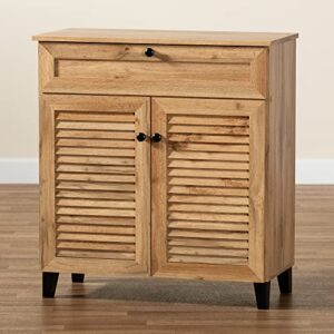 Baxton Studio Coolidge Shoe Cabinet, Oak Brown/Dark Brown