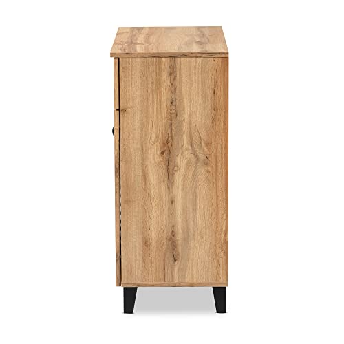 Baxton Studio Coolidge Shoe Cabinet, Oak Brown/Dark Brown