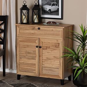 Baxton Studio Coolidge Shoe Cabinet, Oak Brown/Dark Brown