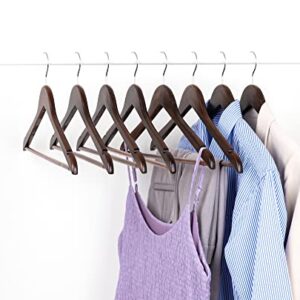 HUMIA Retro Wooden Suit Coat Hangers 30 Pack, Solid Wood Clothes Hangers with Non Slip Pants Bar, 360° Swivel Hook and Precisely Cut Notches for Jacket, Pant, Shirt, Dress (Retro,30)