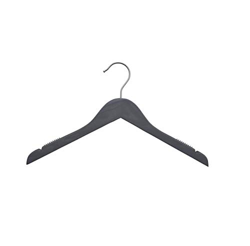 NAHANCO 29917 Wooden Shirt Hanger, 17", Greywash with Brushed Chrome Hardware (Pack of 100)