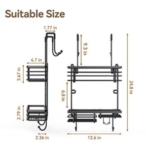 Gaseawolf Shower Caddy Over Shower Door, Shower Hanging Organizer, No Drilling Over the Door Shower Storage Caddy with 2-Tier Rack and Hooks, Holds Body Wash, Shampoo, Soap, Razor, Towel