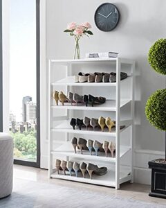 pilaster designs contemporary 5 tier higgins racks free standing shoe storage organizer, white wood