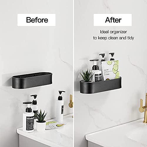 FINECHI Shower Caddy Shower Shelf for Bathroom Hanging Shower Caddy Rustproof No Drilling Adhesive Wall Mounted Bathroom Storage Shower Organizer Shampoo Holder (Matte Black)