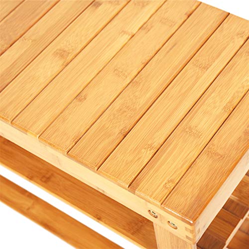 Shoe Bench,3 Tiers Bamboo Shoe Rack Bench Shoe Rack Organizer,Storage Shoe Shelf for Entryway Bedroom Living Room (Wood)