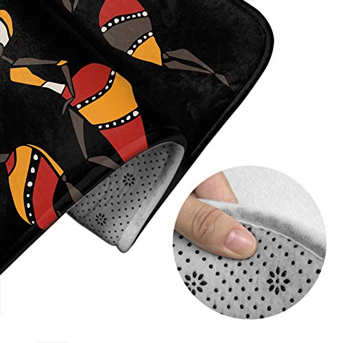 HGOD DESIGNS African Women Bath Mat,Beautiful African Dancing Woman in Ethnic Style Bathroom Mat 3 Piece Set Non-Slip Bathmat Antiskid Pad Doormat and Toilet Lid Cover Set