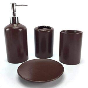 WPM WORLD PRODUCTS MART 22 Piece Bathroom Accessories Set: Complete Bath Decoration Include Bath Mats, Shower Curtain, Towels, Ceramic Toothbrush Holder/Cup/Soap Pump/soap Dish (Zen Brown)