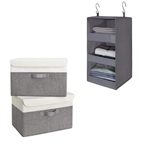 granny says bundle of 2-pack fabric storage bins & 1-pack hanging closet organizer