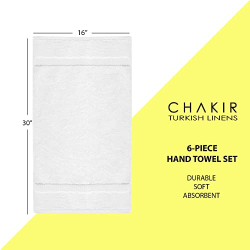 Chakir Turkish Linens | Hotel & Spa Quality 100% Cotton Premium Turkish Towels | Soft & Absorbent (6-Piece Hand Towels, White)