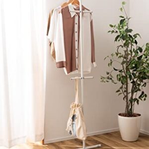 YUZU LEAF Hanger Rack, Slim, Compact, Simple, Black, White, Storage, Clothes, Stylish, Interior, Display, Stylish, Anti-Slip, Stopper, Living Alone, Stand (White)