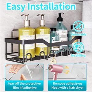 Doiueioa Shower Caddy 6 Pack Shower Organizer, Shower Shelves, Adhesive Shower Caddy for Bathroom Organizer, Large Shower Shelf for Inside Shower Rack No Drilling Rustproof Bathroom Shower Organizer, Black