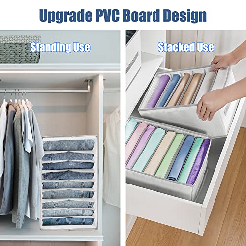 Yotako Wardrobe Clothes Organizer, Extra large 9 Grids Washable Foldable Drawer with Support Board, Foldable Mesh Closet Storage Clothes Compartment Storage Box for Jeans T-shirt Pants Legging