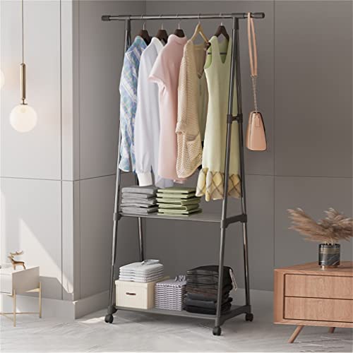 MFCHY Floor Clothes hat Rack Storage Household Bedroom Clothes Storage Rack Clothes Rack with Wheels