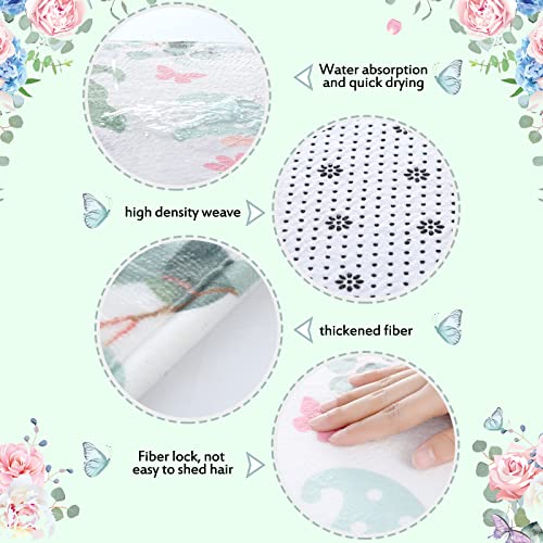 4 Pieces Hello Spring Truck Floral Shower Curtain Sets with Non Slip Rug Butterfly Bathroom Shower Curtain Spring Gnome Bath U Shaped Mat Toilet Lid Cover Waterproof Spring Bathroom Set with Hooks