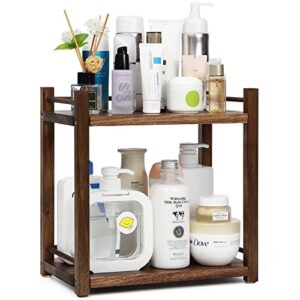 Tokokimo 2 Tier Bathroom Organizer Countertop, Acacia Wood Counter Organizer Shelf for Perfume, Kitchen Spice Rack, Counter Trays Vanity Organizer, Bathroom Counter Organizer, Bathroom Storage Shelf