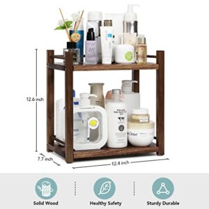 Tokokimo 2 Tier Bathroom Organizer Countertop, Acacia Wood Counter Organizer Shelf for Perfume, Kitchen Spice Rack, Counter Trays Vanity Organizer, Bathroom Counter Organizer, Bathroom Storage Shelf