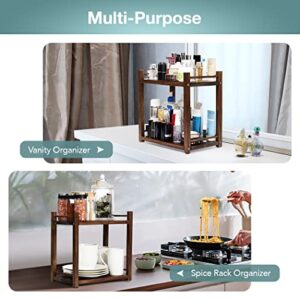 Tokokimo 2 Tier Bathroom Organizer Countertop, Acacia Wood Counter Organizer Shelf for Perfume, Kitchen Spice Rack, Counter Trays Vanity Organizer, Bathroom Counter Organizer, Bathroom Storage Shelf