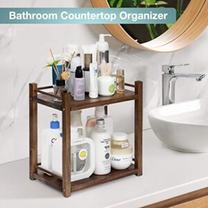 Tokokimo 2 Tier Bathroom Organizer Countertop, Acacia Wood Counter Organizer Shelf for Perfume, Kitchen Spice Rack, Counter Trays Vanity Organizer, Bathroom Counter Organizer, Bathroom Storage Shelf