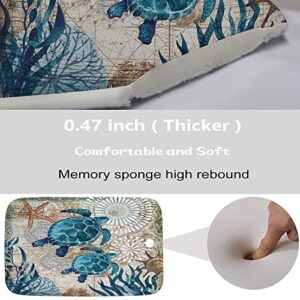 Final Friday Sea Turtles Ocean Nautical Bathroom Sets with Beach Shower Curtain and Rugs and Accessories Decor with Memory Foam Non Slip Velvet Bath Mat and 12 Hooks(72Wx72H,2pcs)