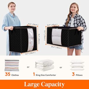 Lifewit 4 Pack 35L Clothes Storage Bag, Bundle with 4 Pack 90L Clothes Storage Bag Organizer, Black