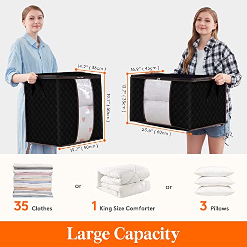 Lifewit 4 Pack 35L Clothes Storage Bag, Bundle with 4 Pack 90L Clothes Storage Bag Organizer, Black