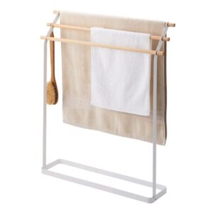 yamazaki home tosca bath towel hanger – bathroom holder rack organizer.,white