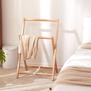 UXZDX Solid Wood Floor Clothes Rack Clothes Storage Rack Multifunctional Household Indoor Bedside Folding Hanger