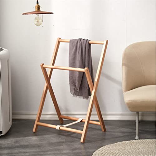 UXZDX Solid Wood Floor Clothes Rack Clothes Storage Rack Multifunctional Household Indoor Bedside Folding Hanger