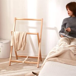 UXZDX Solid Wood Floor Clothes Rack Clothes Storage Rack Multifunctional Household Indoor Bedside Folding Hanger