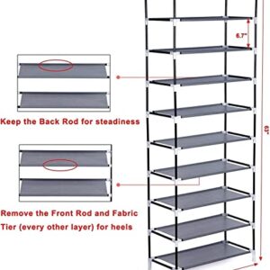 Mekek Shoe Rack Closet, 9 tiers Shoe Rack With Dustproof Cover Closet Shoe Storage Cabinet Organizer Brown