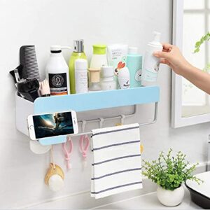 mornite wall bathroom organizer caddy wall shelves for shower no drilling,adhesive bathroom restroom shelf storage mirror hanging,blue