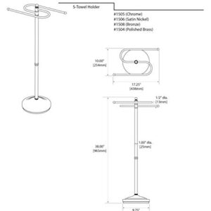 Gatco 1506 Floor Standing S Style Towel Holder, Satin Nickel