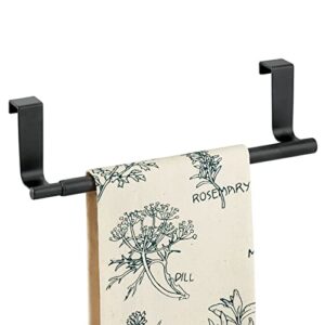 mDesign Adjustable, Expandable Over Kitchen Cabinet Towel Bar Rack - Hang on Inside or Outside of Doors, Hold Hand, Dish, Tea Towels - Customizable to 17" Wide, Omni Collection, 2 Pack - Matte Black