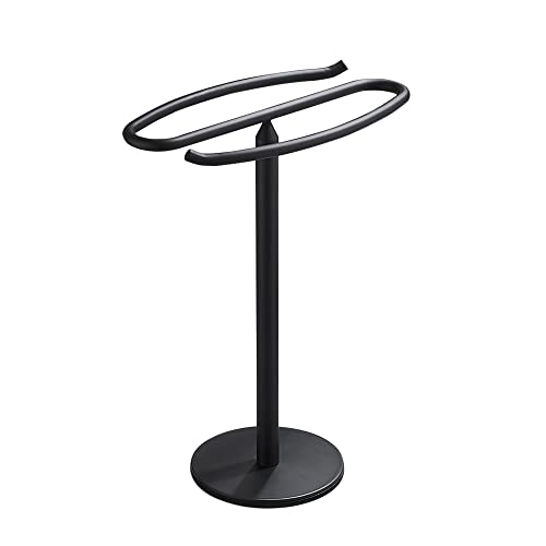 Bathroom Hand Towel Holder Stand, Heavy Duty Countertop Hand Towel Rack and Accessories Jewelry Stand, Freestanding Hand Towel Drying Rack for Bathroom Vanity Countertops,Matte Black