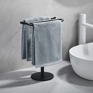 Bathroom Hand Towel Holder Stand, Heavy Duty Countertop Hand Towel Rack and Accessories Jewelry Stand, Freestanding Hand Towel Drying Rack for Bathroom Vanity Countertops,Matte Black