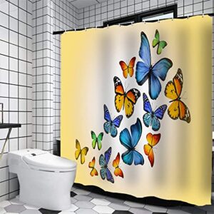 Annkoifu Shower Curtain Set, Butterfly Bathroom Accessories, 4 Piece Bathroom Decor Sets with Rugs and Waterproof Shower Curtains, 12 Hooks, Abstract