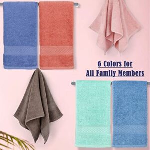 Cleanbear Cotton Hand Towel Set 6-Pack Ultra Soft Hand Towels with Assorted Colors (13 x 29 Inches) Lightweight and Quick Dry Bathroom Towels