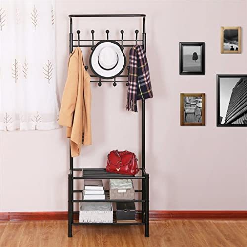 ZHUHW Black Shoe Rack Standing Hanging Clothes Home Bedroom Hanger Metal Shoe and Hat Rack Storage Rack