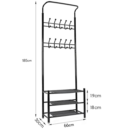 ZHUHW Black Shoe Rack Standing Hanging Clothes Home Bedroom Hanger Metal Shoe and Hat Rack Storage Rack