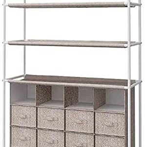 llibnn Shoe Rack,Shoe Storage Organizer,8 Tier Shoe Cabinet with Cloth Drawer Iron Frame Fabric Shoe Shelf for Living Room, Entryway, Hallway and Bedroom,8430132cm