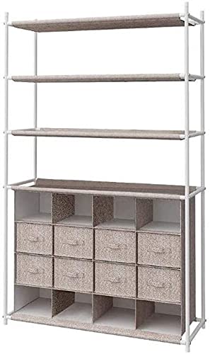 llibnn Shoe Rack,Shoe Storage Organizer,8 Tier Shoe Cabinet with Cloth Drawer Iron Frame Fabric Shoe Shelf for Living Room, Entryway, Hallway and Bedroom,8430132cm