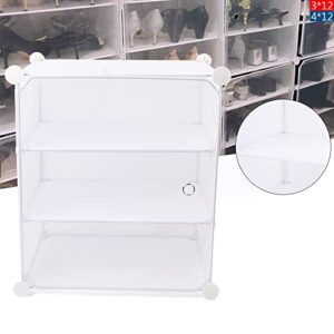 Portable Shoe Rack Organizer 12 Tiers 96 Pairs DIY Shoe Cabinet, Free Standing Shoe Shelf Organizer with Transparent Cover, White Plastic Closet Shoe Organizer Rack Expandable for High Heels, Boots