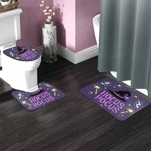 AOYEGO Hocus Pocus Bathroom Rugs Set of 3 Wizard Hat and Magic Sticks Non Slip 31.5X19.7 Inch Soft Absorbent Polyester for Tub Shower Toilet