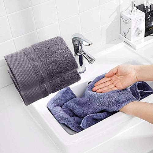 LayYun Bathroom Hand Towels, Set of 2, Ultra Soft and Highly Absorbent Face Towel, Durable Hand Towel for Everyday Use, Home, Camping, Gym (Grey, 14 x 30 Inch )