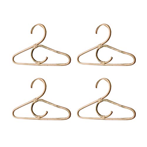 YHJIC 4Pcs Rattan Clothes Hanger Style Kids Garments Organizer Rack Children Hanger Kids Hangers for Clothes